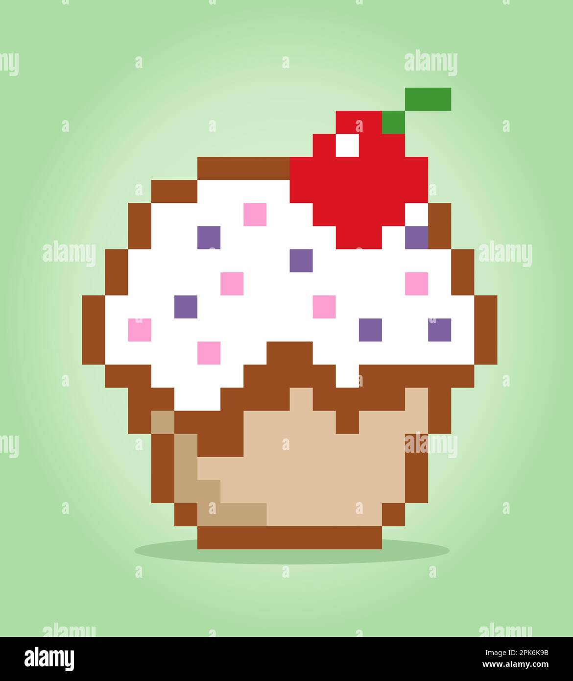 Pixel 8 bit cupcake. Food dishes in vector illustrations Stock Vector ...