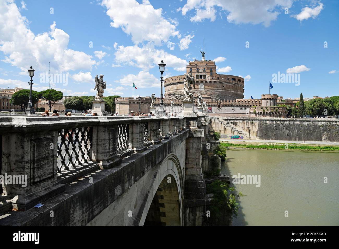 Tiber, river, Ponte Sant Angelo, Sant Angelo, bridge, Castel Sant Angelo, castle, museum, Rome ...