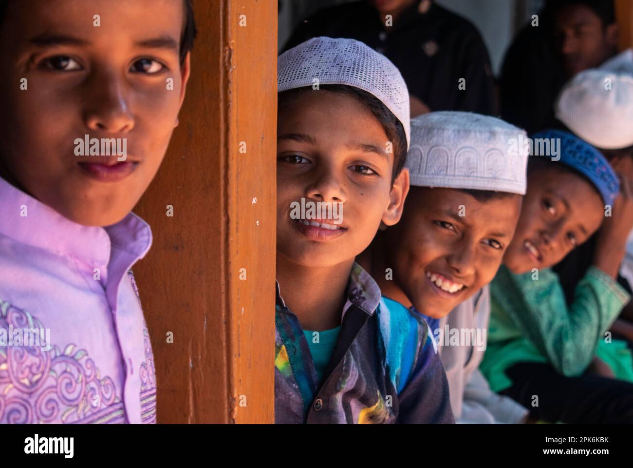 Indian Muslim children arrives to perform the second Friday prayer in ...