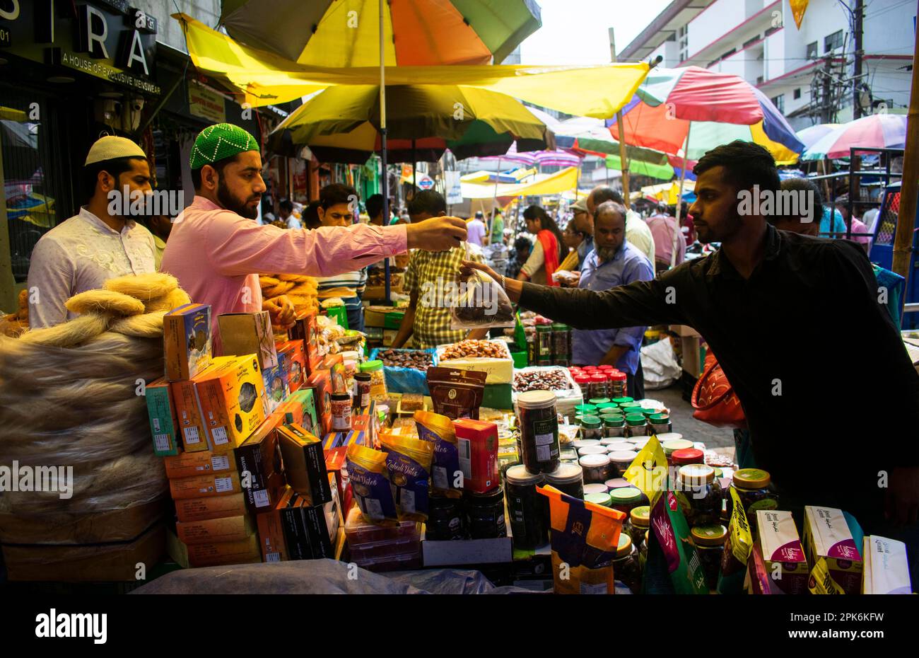 Indian Muslim vendors sell dry foods in the holy month of Ramadan at a ...