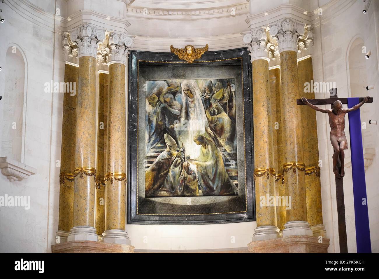 Altar area, interior view of the Basilica of Our Lady of the Rosary in ...