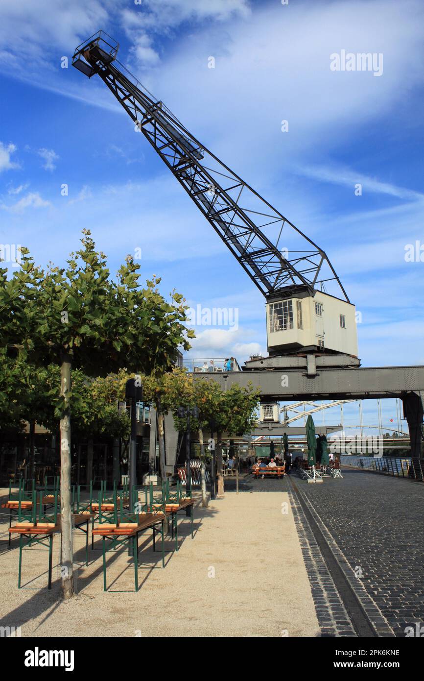Former loading crane, Osthafen bridge, Osthafen, Ostend, Frankfurt ...