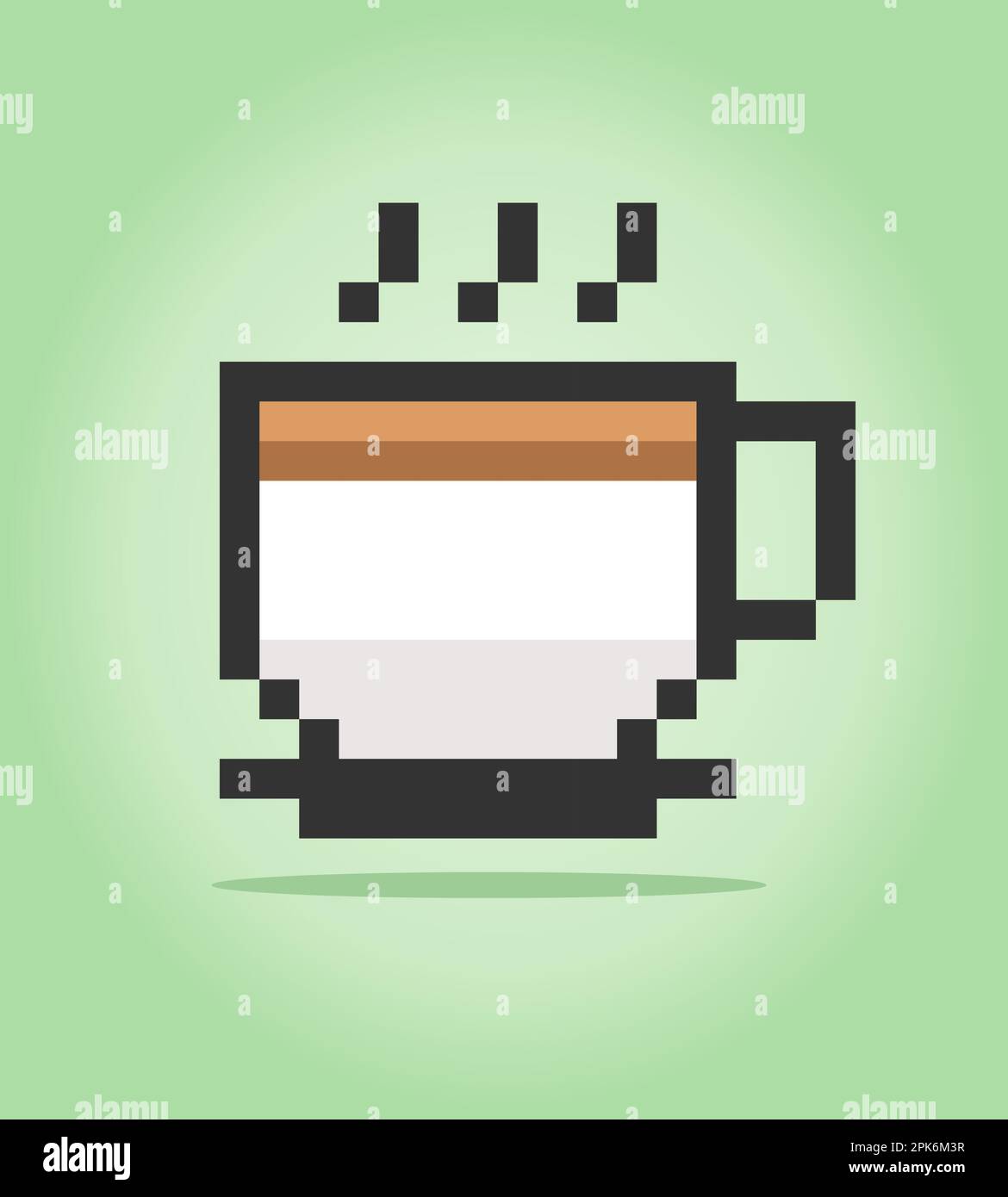 8 bit pixel coffee cup logo image. Drink in vector illustration for ...