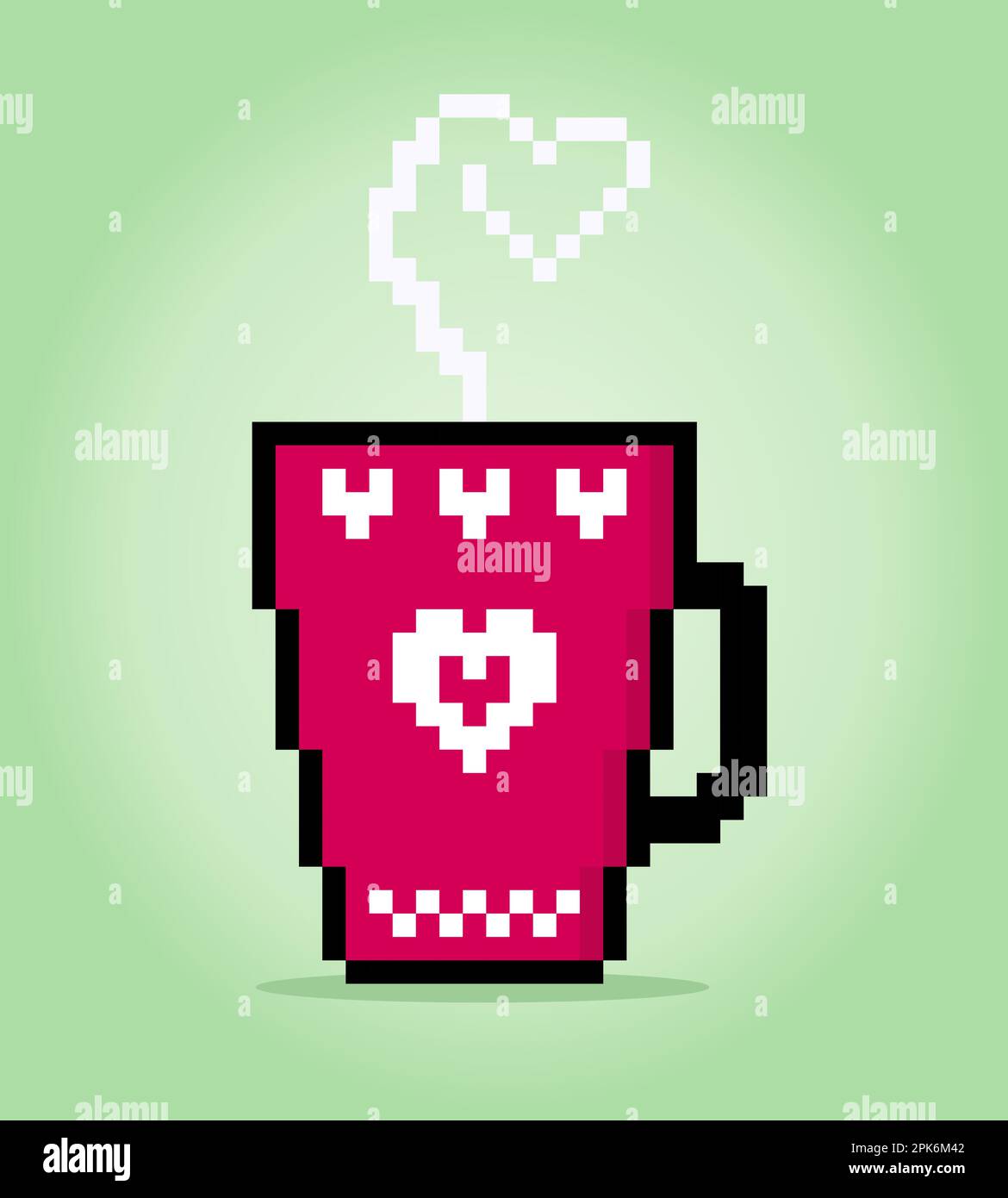 8 bit pixel coffee cup logo image. Drink in vector illustration for ...