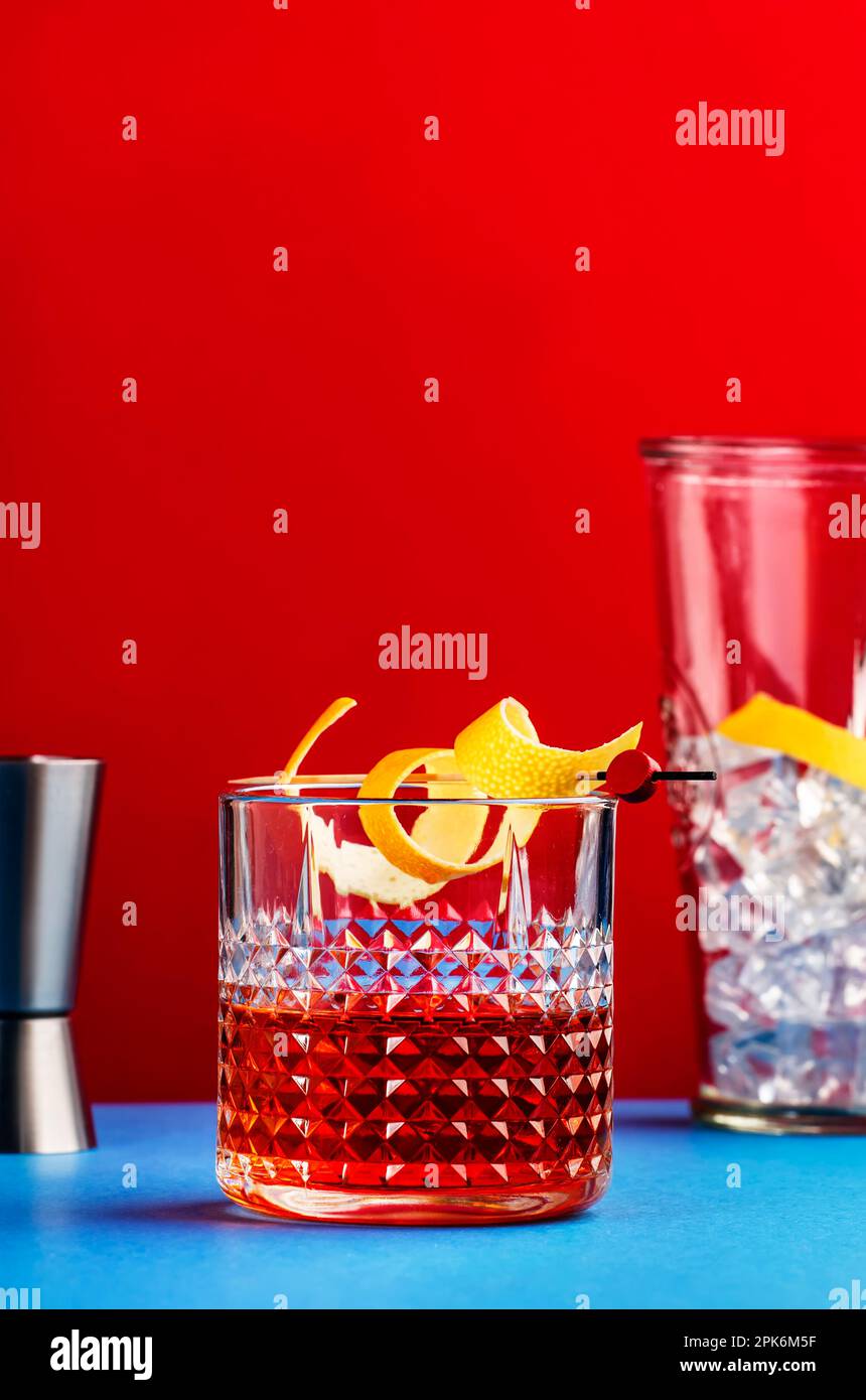 Sazerac, alcoholic cocktail drink with cognac, bourbon, absinthe ...