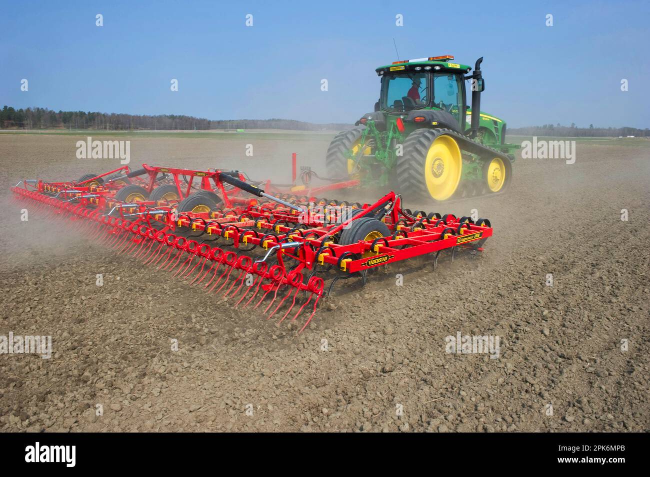 John Deere 8320 RT tracked tractor with Vaderstad NZA-1000 harrows ...