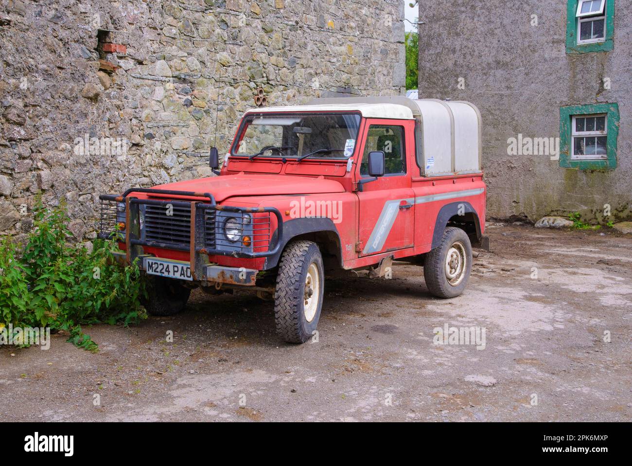 Landrover defender on a farm, Cumbria, England, United Kingdom Stock ...