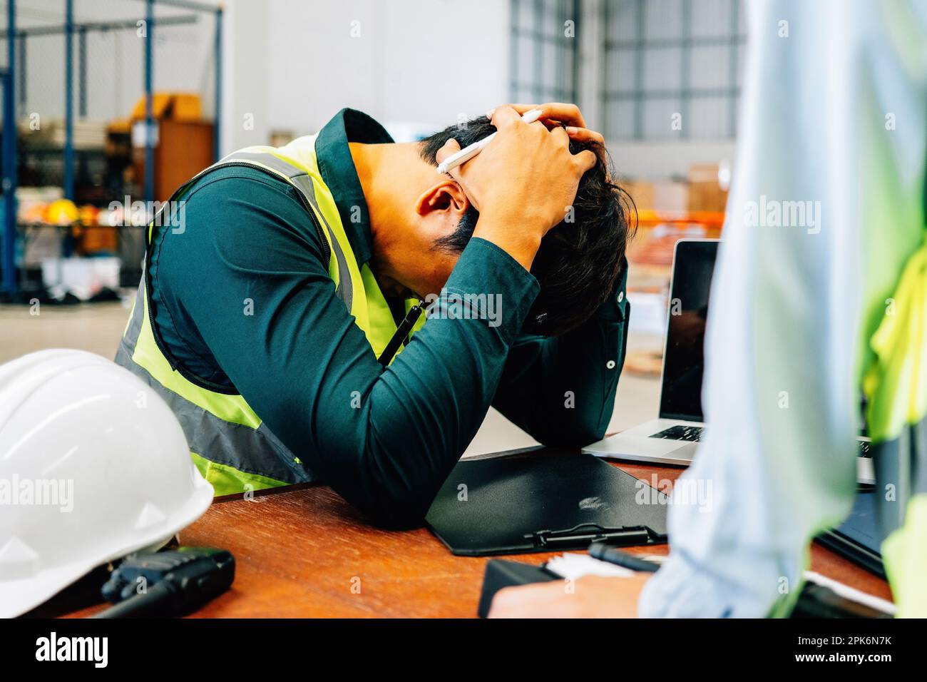 Stressed worker with hard work, Worker with impression portrait Stock ...