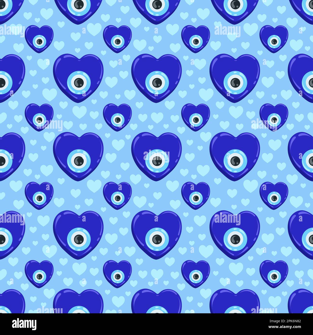 Evil eye pattern. Greek heart bead and turkish blue nazar seamless ...