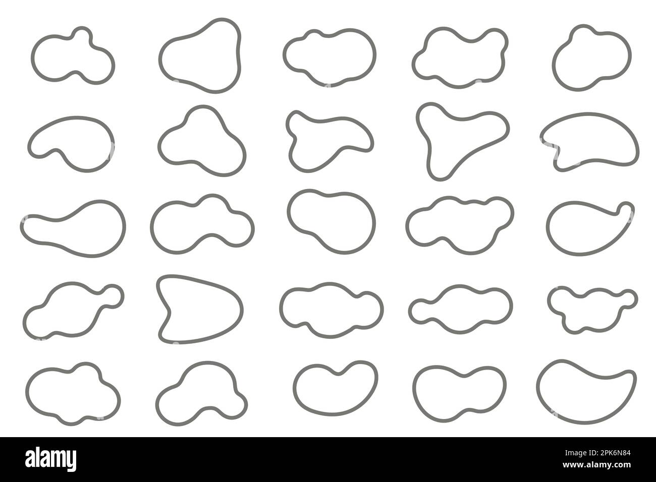 Organic blob shapes set. Amorphous liquid elements. Amoeba irregular fluid designs. Random ...