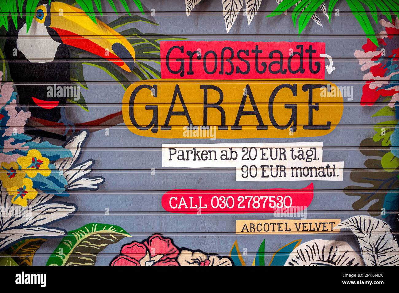 Colourful driveway to the big city garage, Friedrichshain, Berlin ...