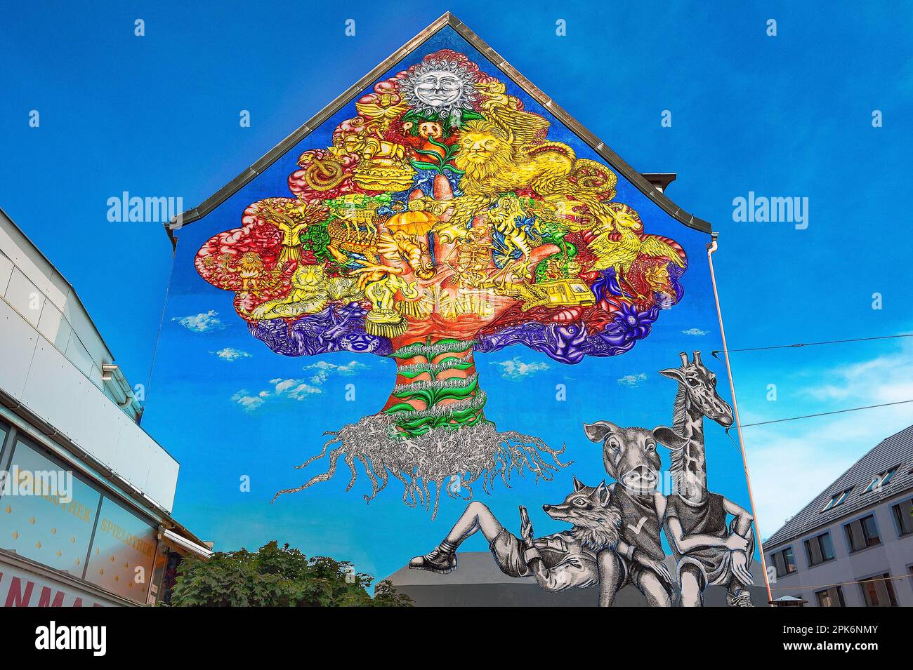 Graffiti, painted house wall, Pasing, Munich, Bavaria, Germany Stock ...