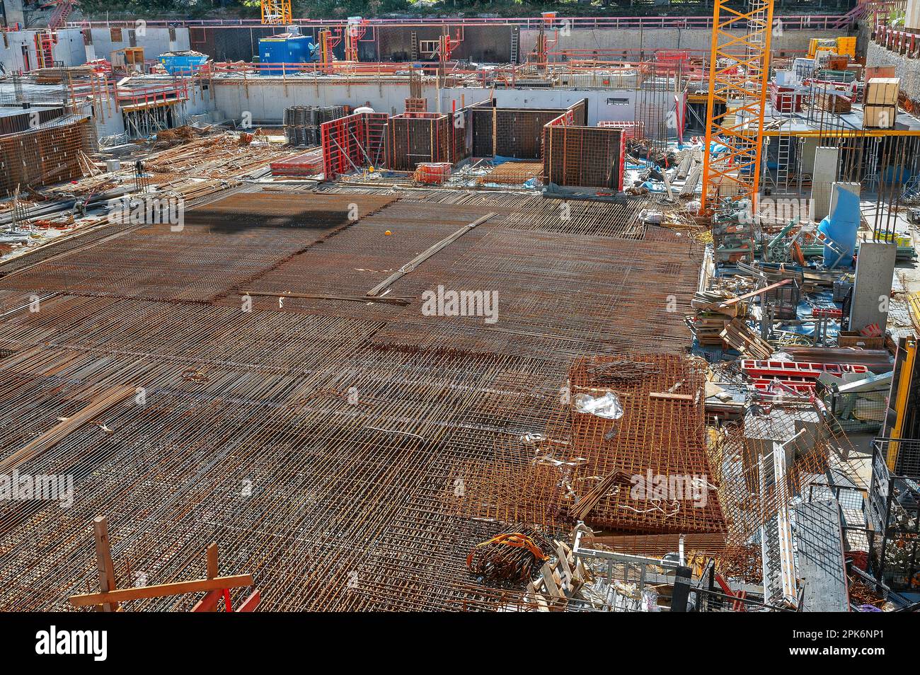 Construction site, structural steel reinforcement or armouring ...