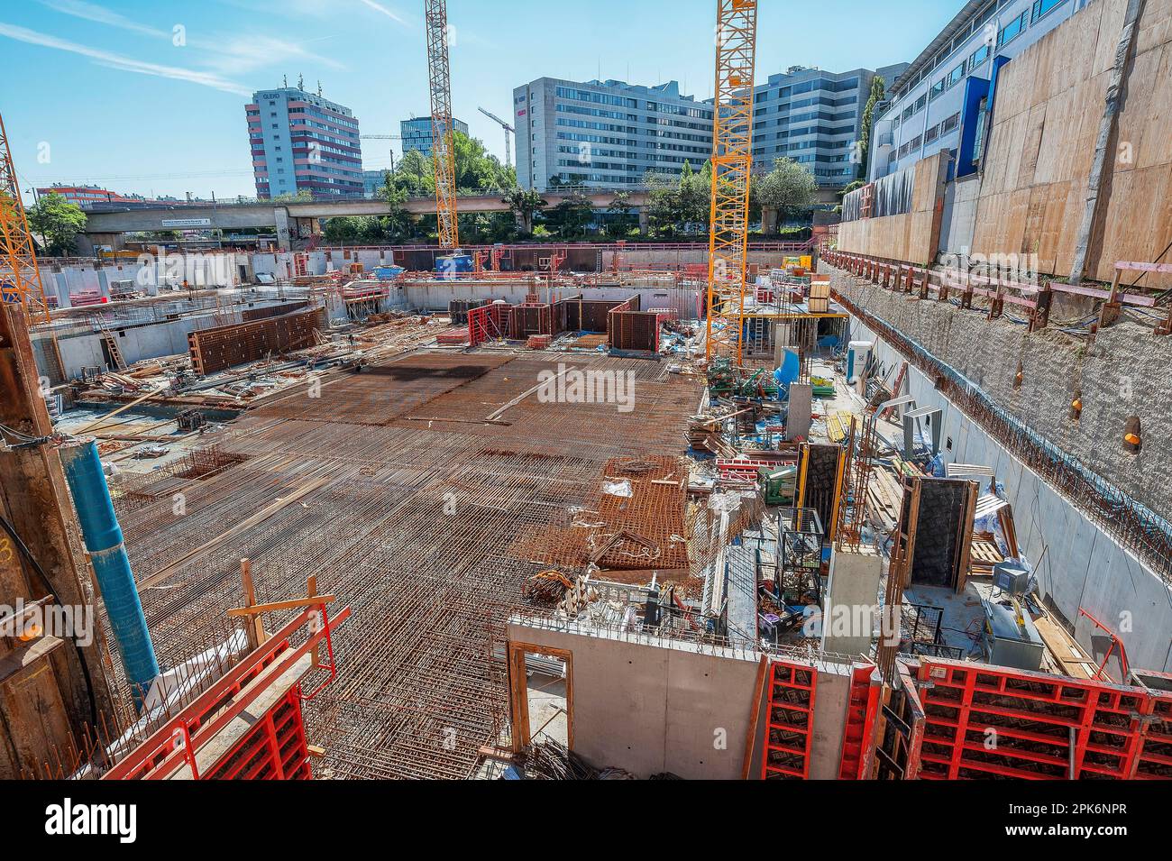 Construction site, structural steel reinforcement or armouring ...