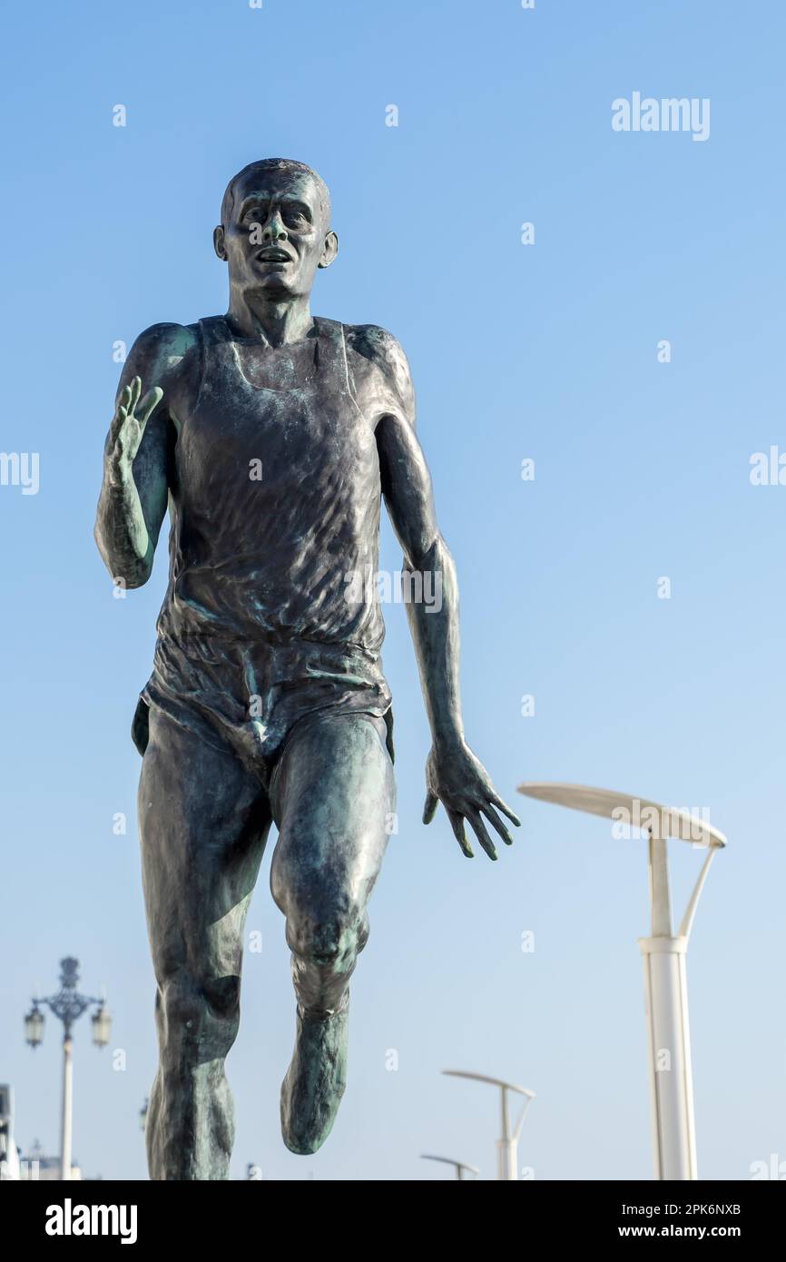 The statue of Olympic Gold Medallist Steve Ovett in Brighton Stock ...