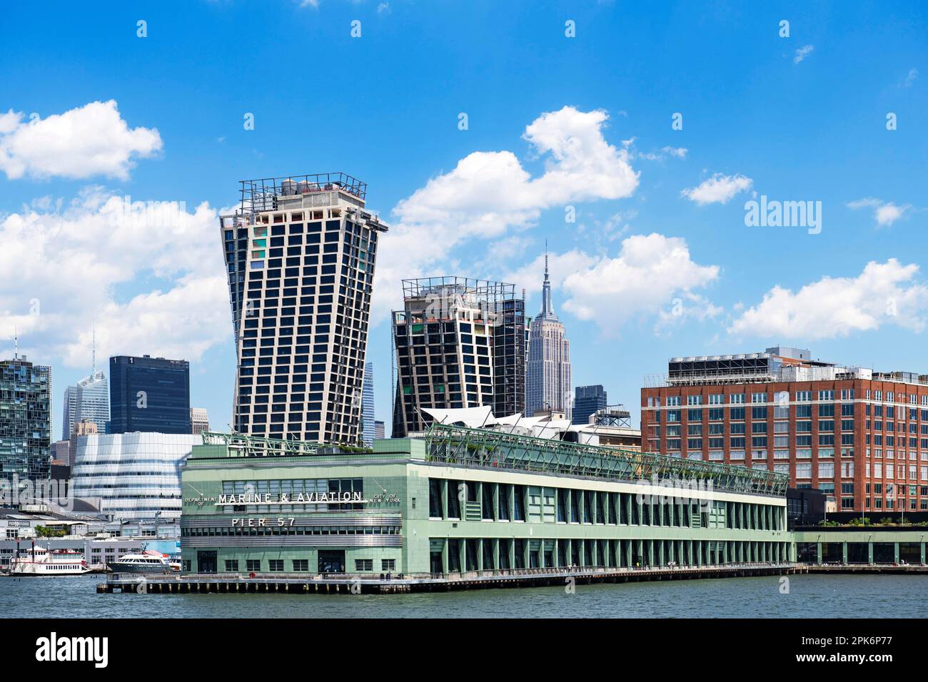 Marine Pier 57, Empire State Building in the background, Hudson Yards ...