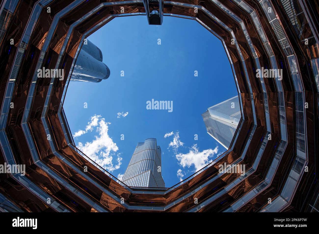 View from below through The Vessel, Hudson Yards, The Edge-Building ...
