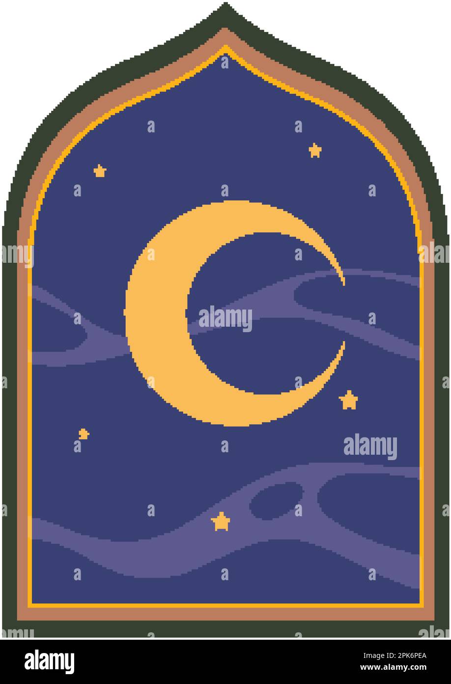 Crescent Moon At Night Muslim Mosque illustration Stock Vector Image ...
