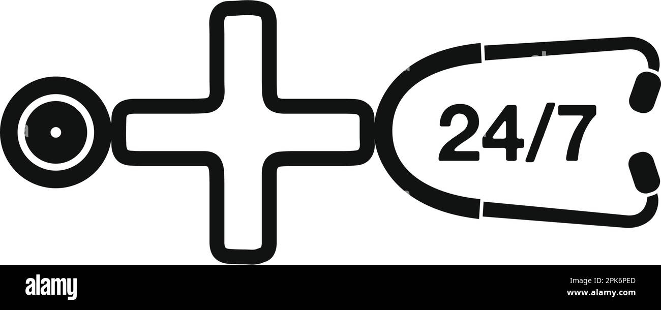 24/7 Medical Service Icon. Flat style vector EPS Stock Vector Image ...