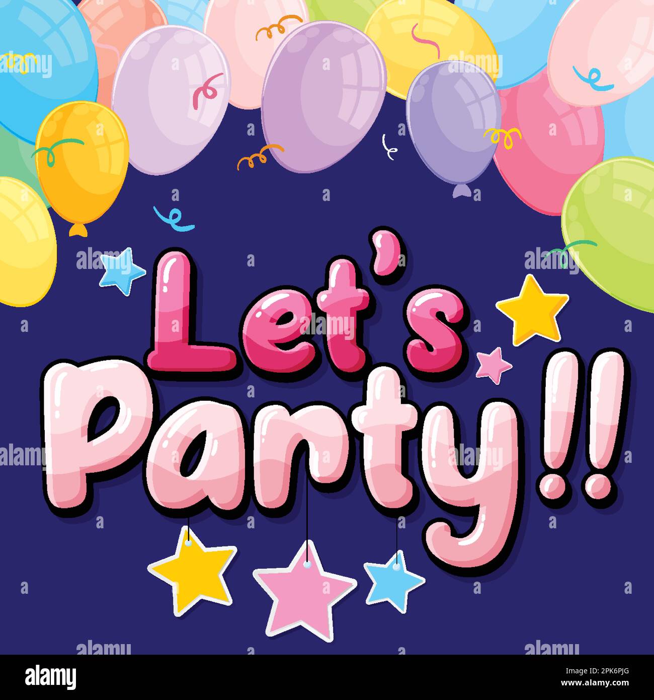 Lets party message for banner or poster design illustration Stock ...