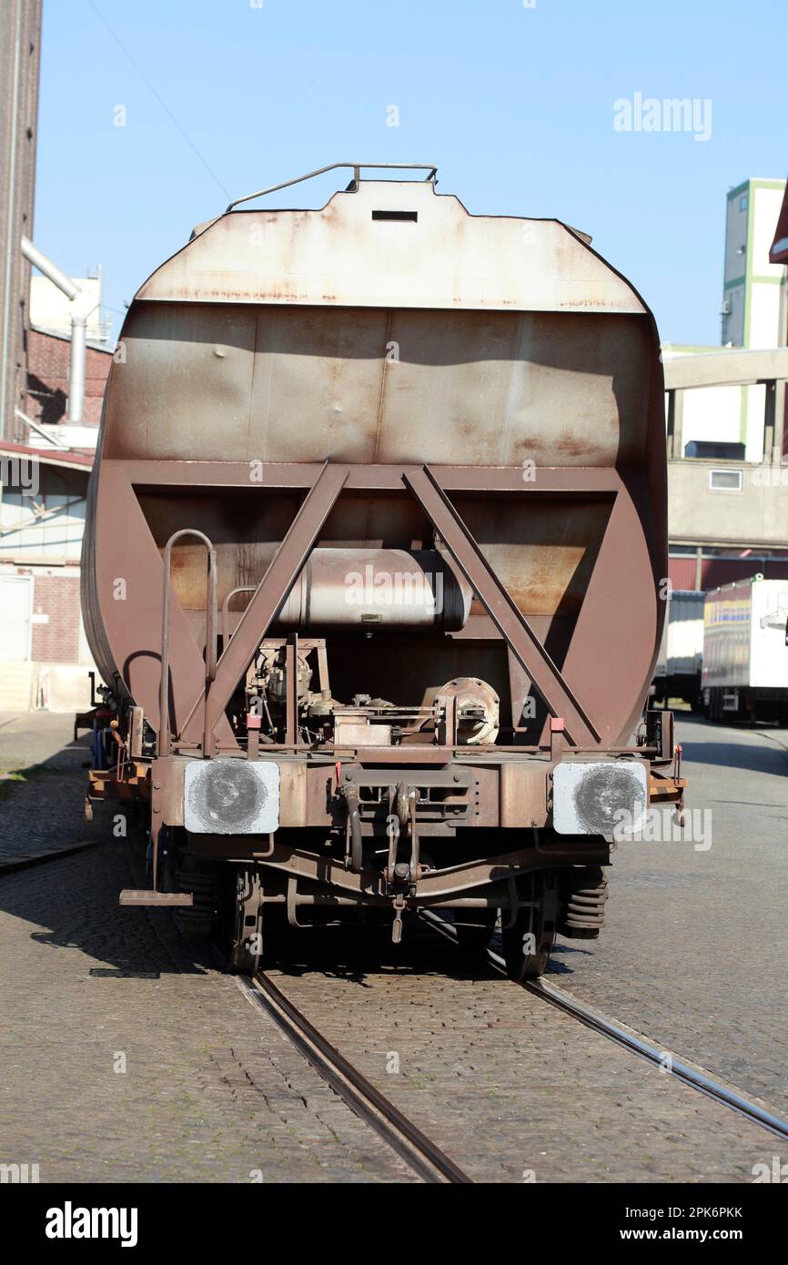 Goods train with freight wagon in the port, Bremen, Germany Stock Photo ...