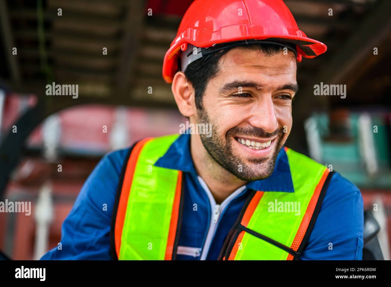 Warehouse engineer worker checking and working at industrial container ...