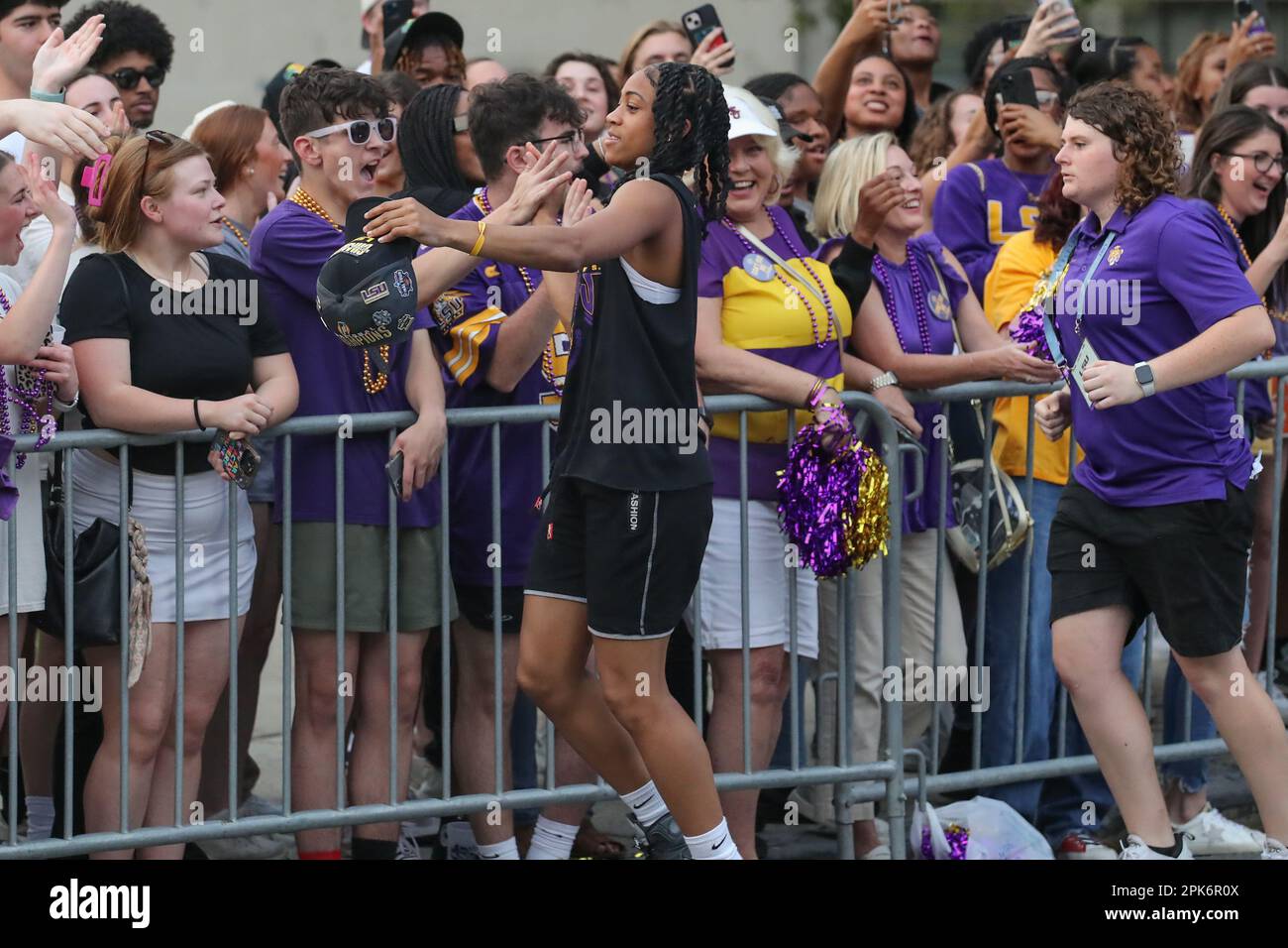 Baton Rouge, LA, USA. 5th Apr, 2023. LSU's Alexis Morris runs the fence ...
