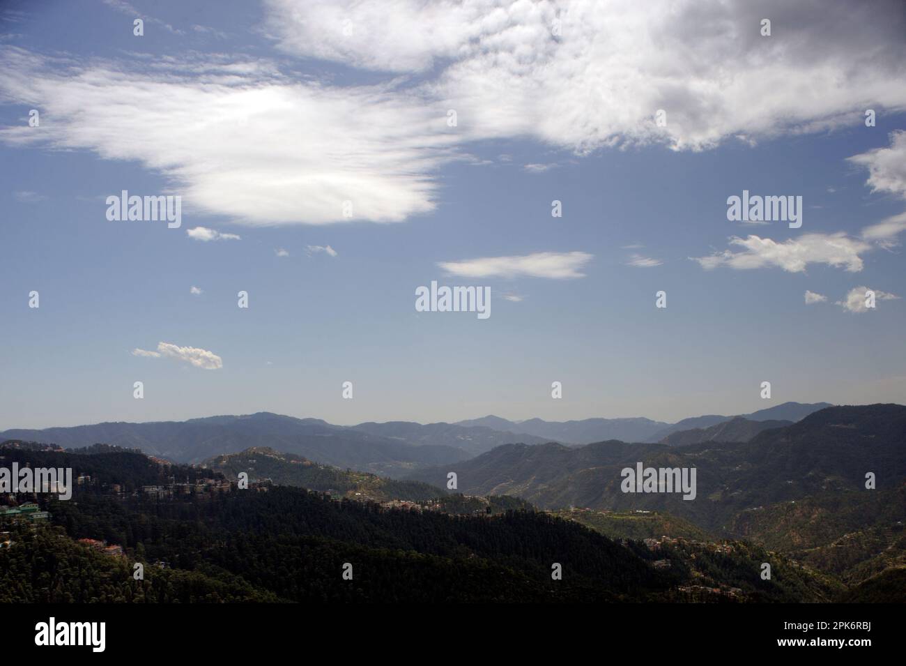 Mountain view from city Shimla state Himachal Pradesh India Stock Photo ...