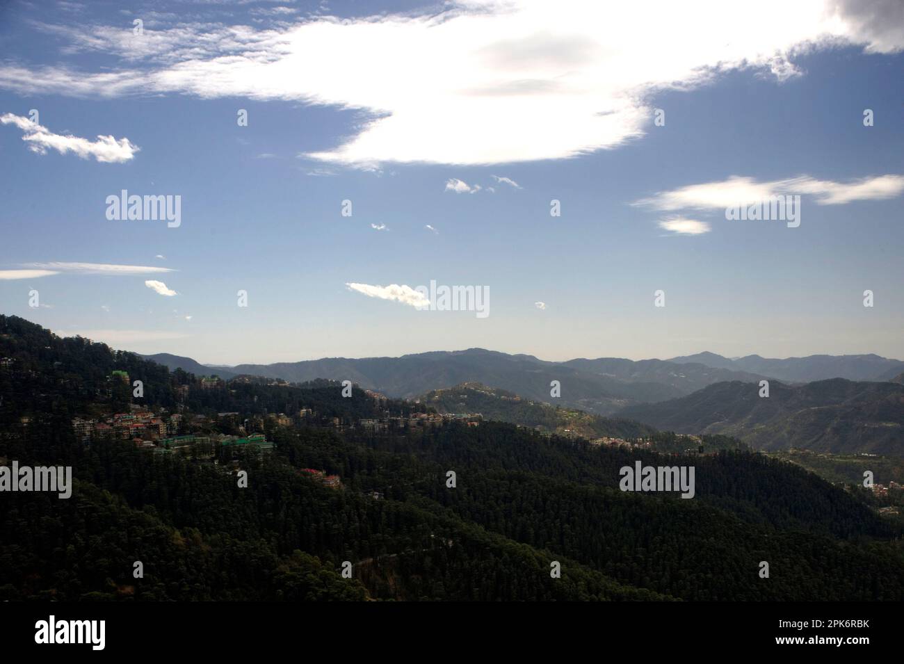 Mountain view from city Shimla state Himachal Pradesh India Stock Photo ...