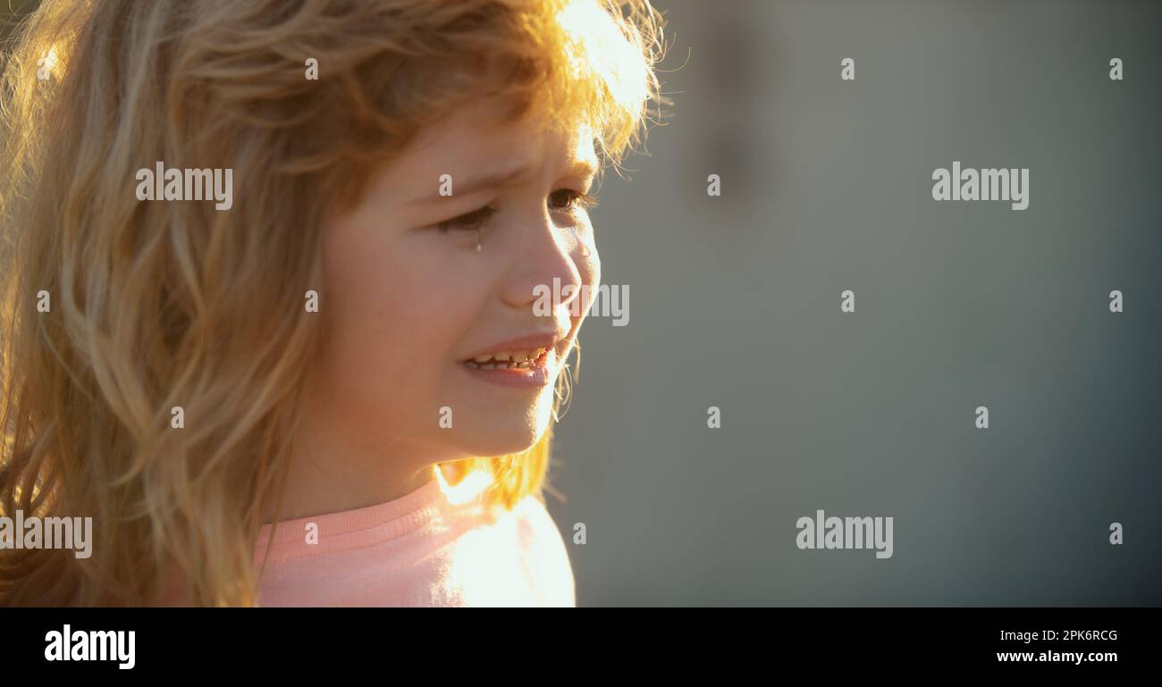 Sad child boy portrait. Children bad emotion and expression concept Stock Photo - Alamy