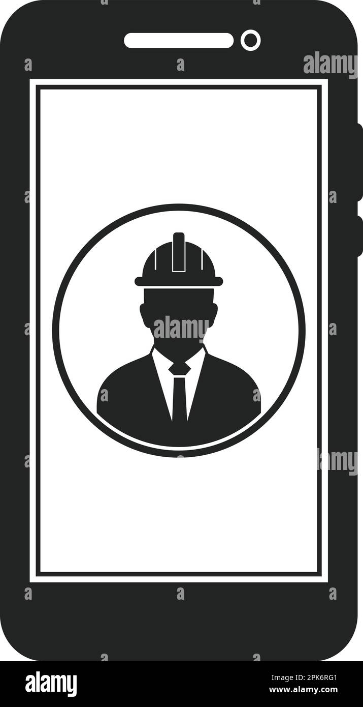Online Engineering Service Icon. Male Symbol on mobile screen. Flat ...