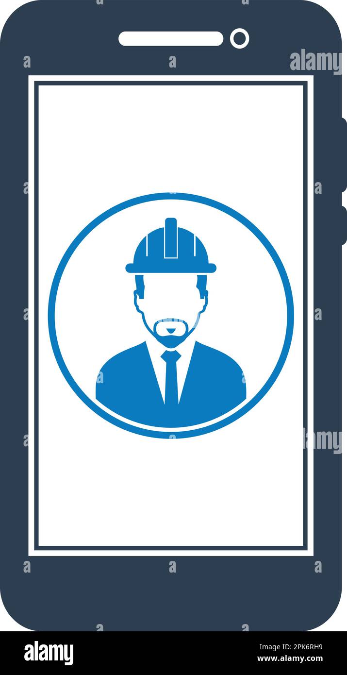 Online Engineering Service Icon. Male Symbol on mobile screen. Flat ...