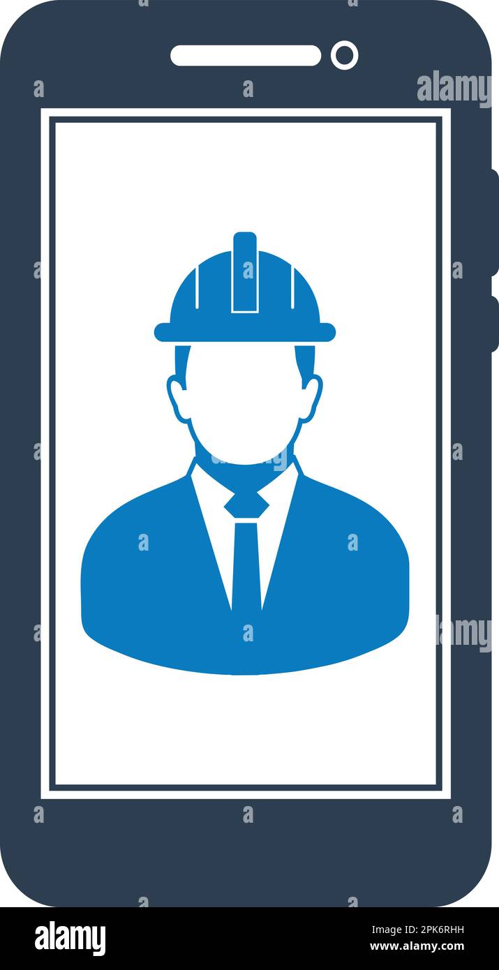 Online Engineering Service Icon. Male Symbol on mobile screen. Flat ...