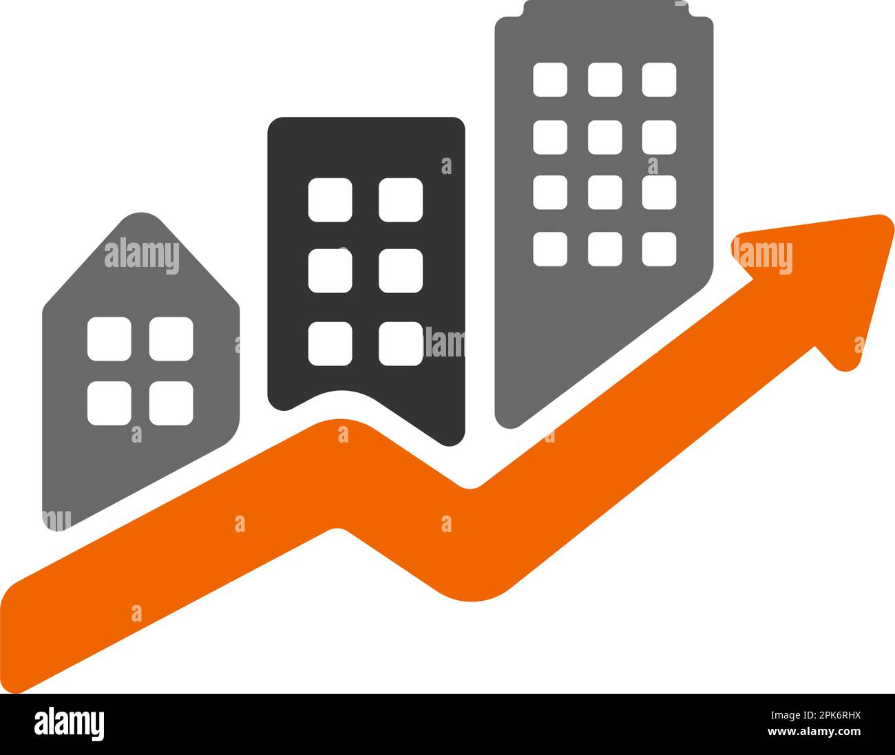 Urban development, increase of land prices vector icon illustration ...