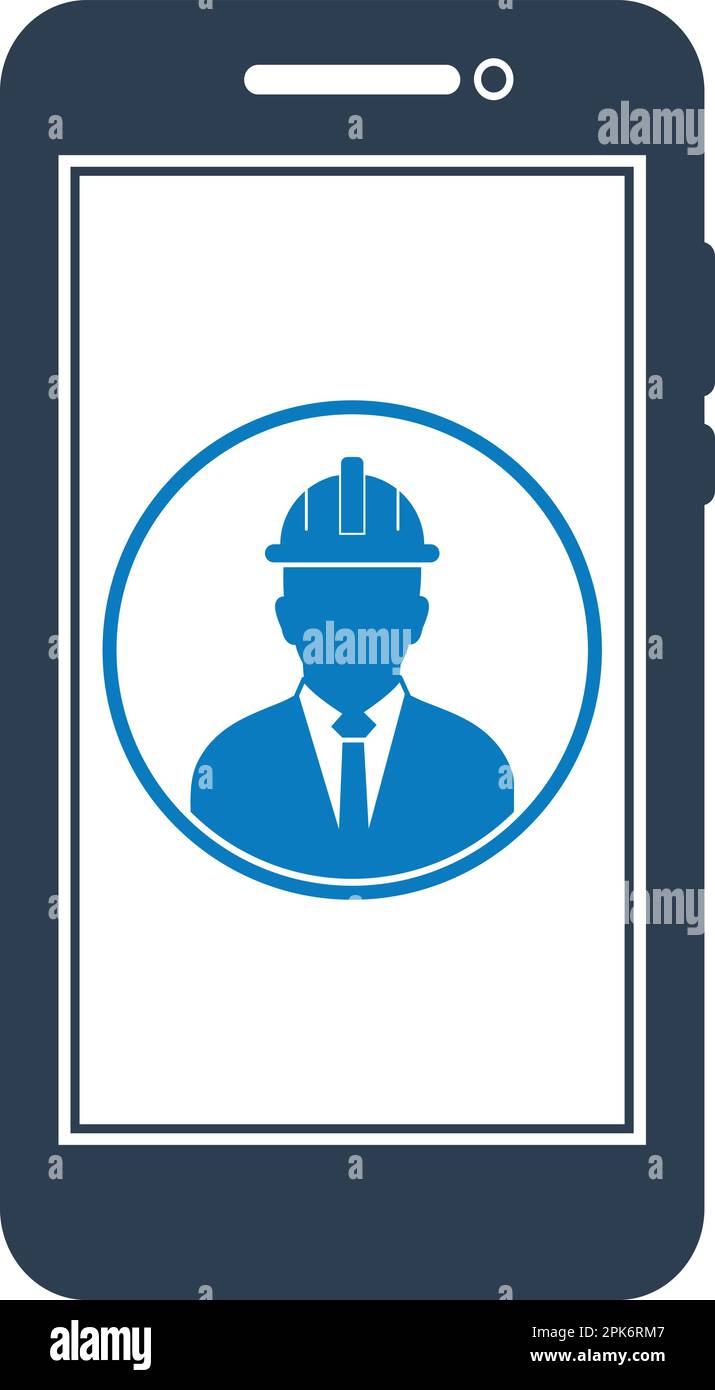 Online Engineering Service Icon. Male Symbol on mobile screen. Flat ...