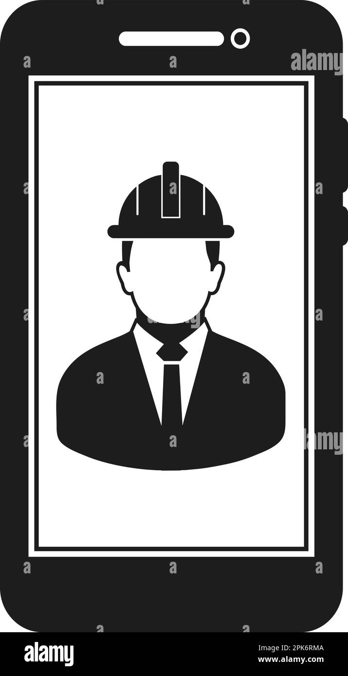 Online Engineering Service Icon. Male Symbol on mobile screen. Flat ...