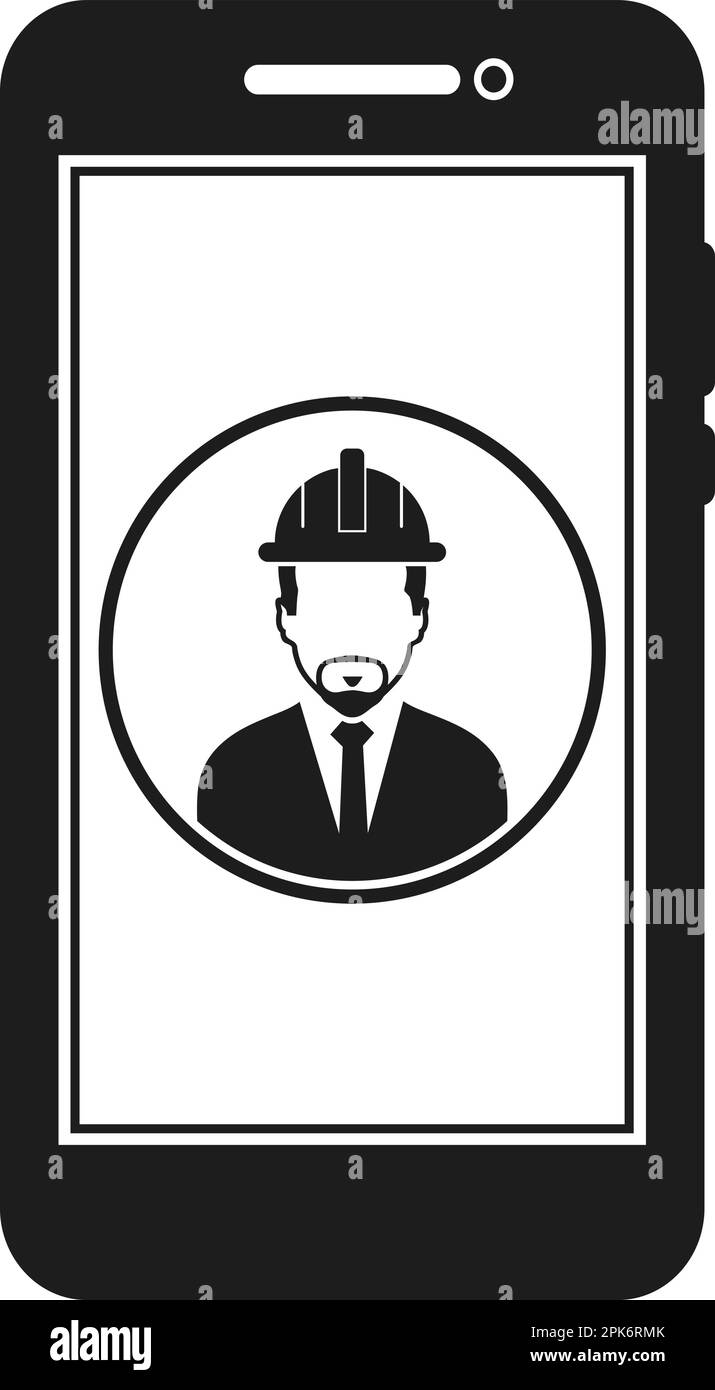 Online Engineering Service Icon. Male Symbol on mobile screen. Flat ...