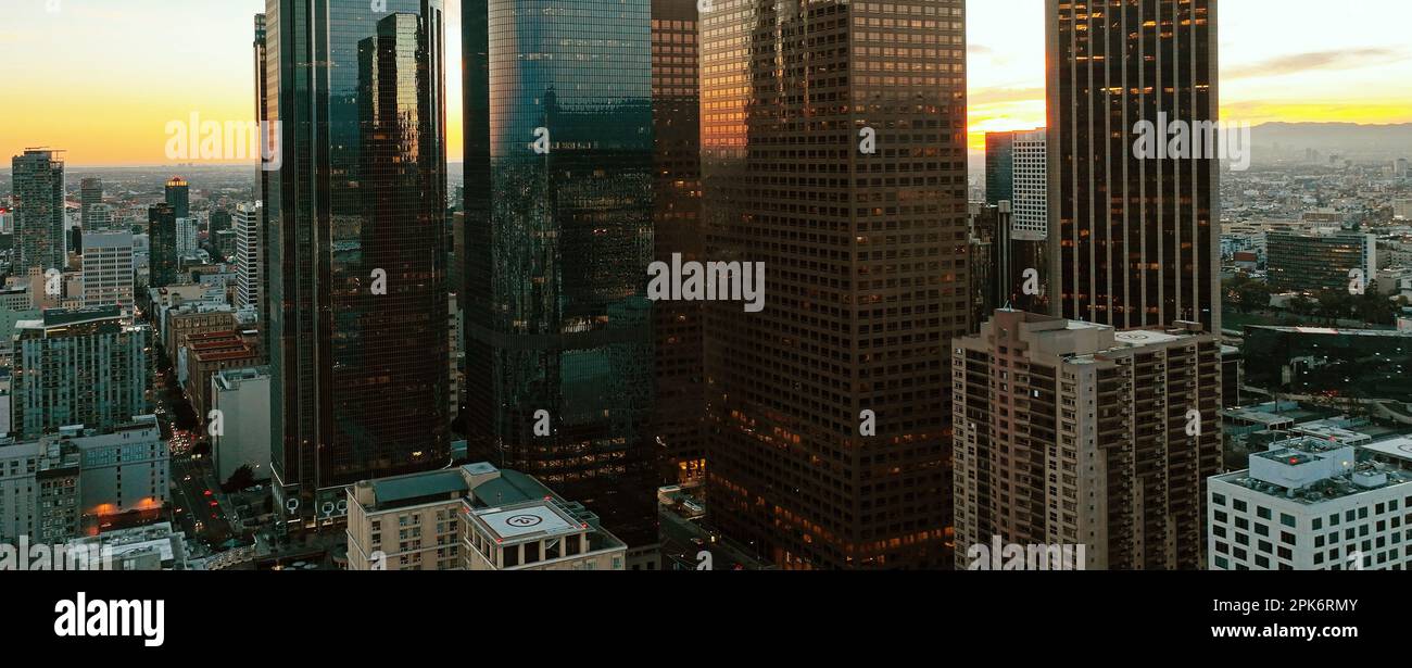 Los Angeles downtown panoramic city with skyscrapers. California theme ...
