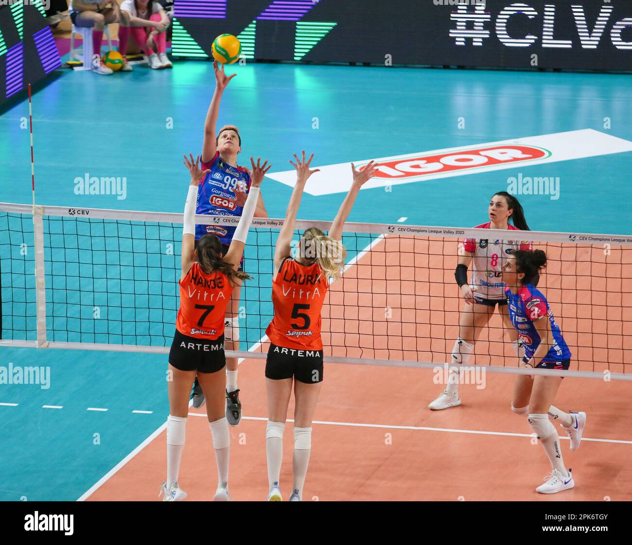 Novara, Italy. 05th Apr, 2023. Spike of Ebrar Karakurt during Semifinal ...