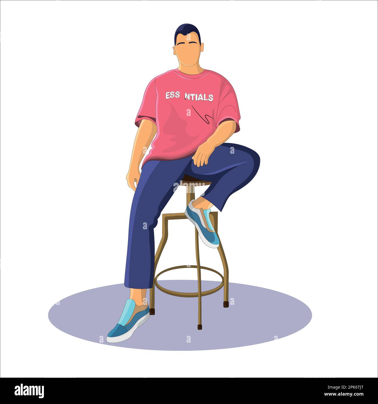 boy sting on chair flat design vector illustration Stock Vector Image ...