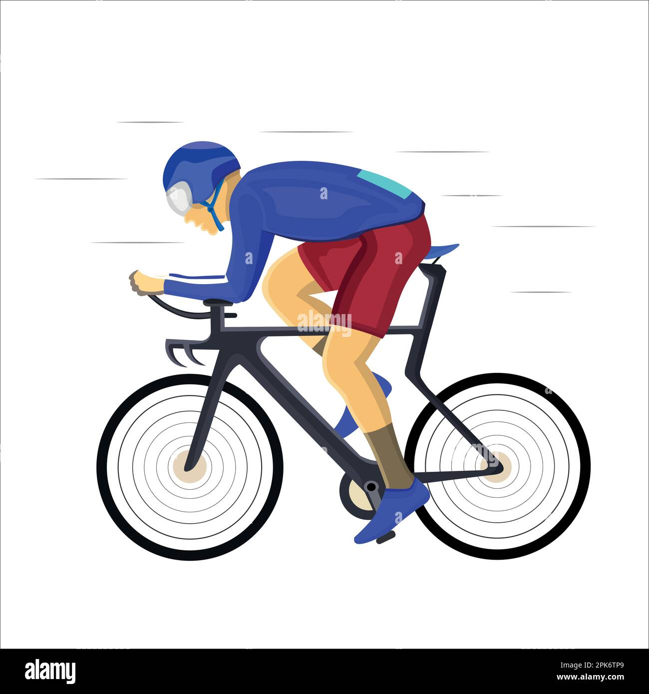 Vector bicycle rider on sport bike ride alone flat vector illustration ...