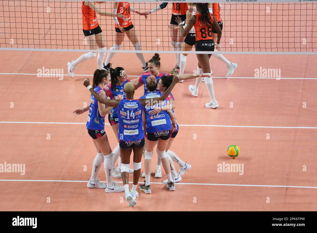 Novara, Italy. 05th Apr, 2023. Happines of Novara Players during the ...