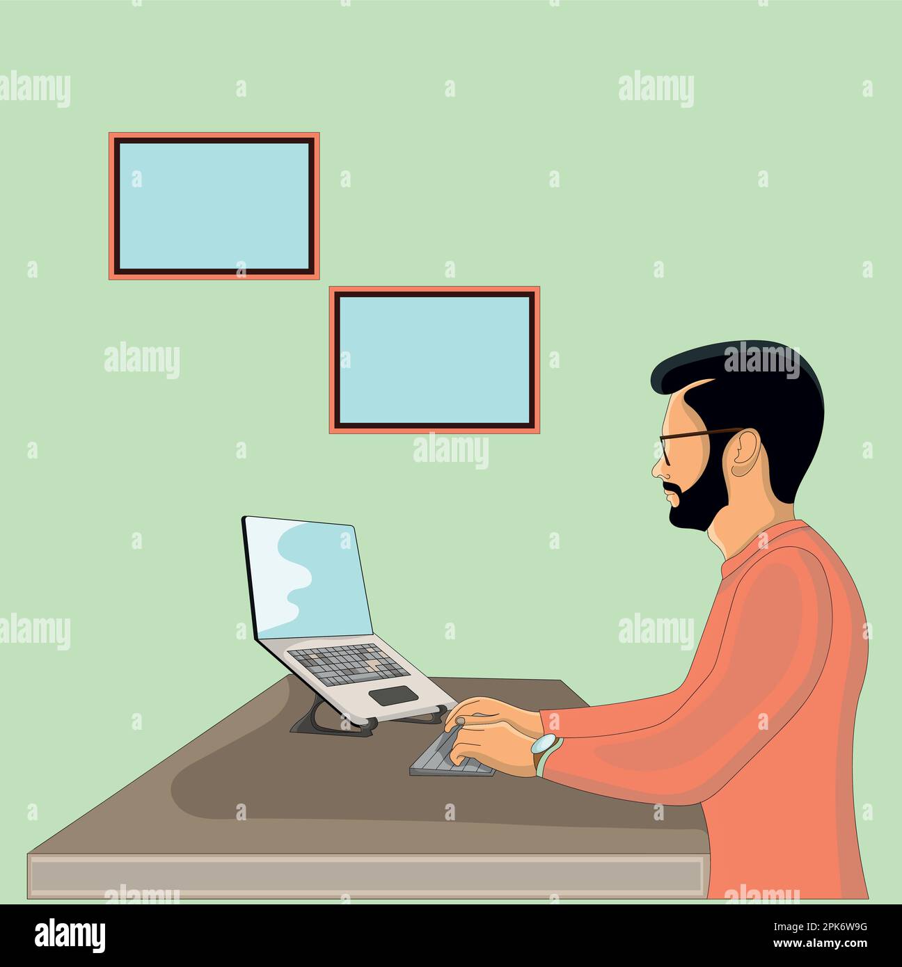 Man using modern laptop Stock Vector Images - Alamy