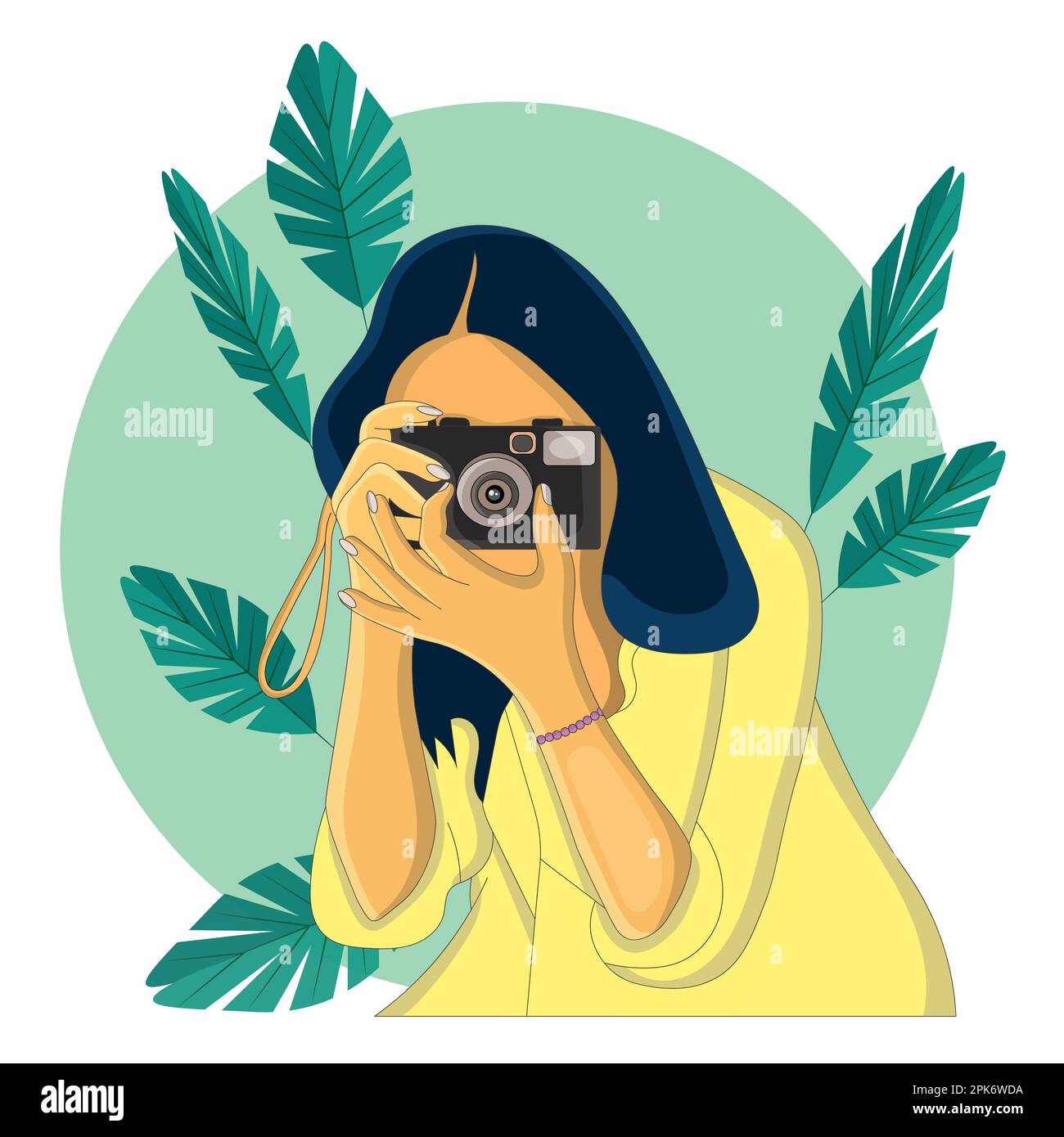 Vector girl take photo flat vector illustration image Stock Vector ...