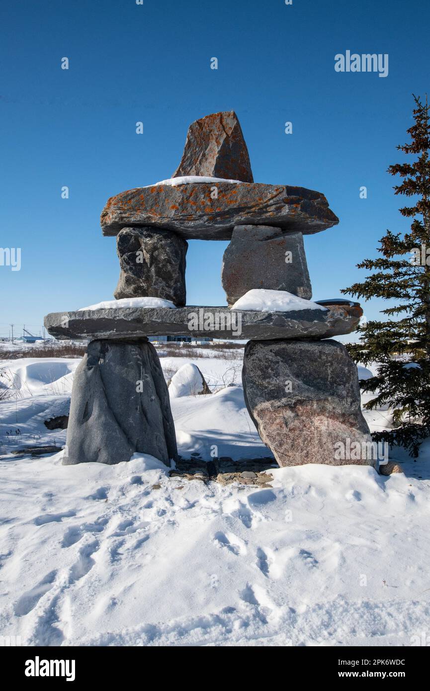 Inukshuk in downtown Churchill, Manitoba, Canada Stock Photo - Alamy