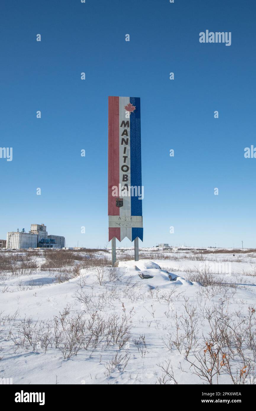 Manitoba sign in downtown Churchill, Manitoba, Canada Stock Photo - Alamy