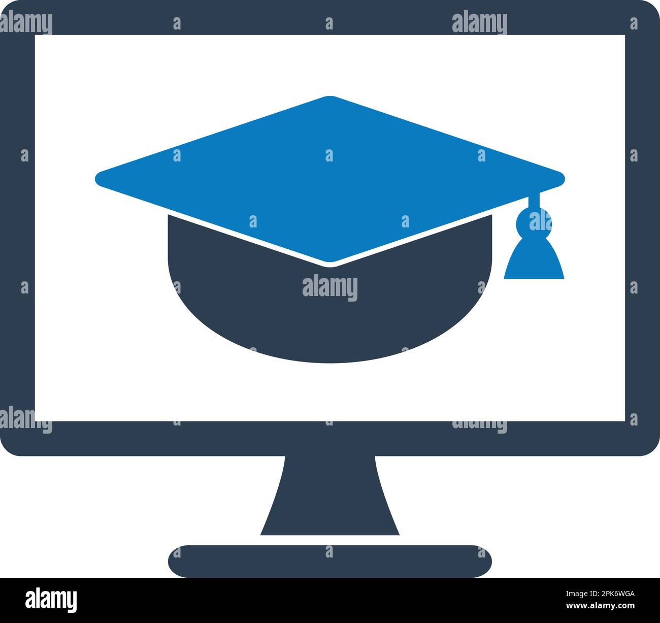 E Learning Icon. Graduation cap symbol on computer monitor Stock Vector ...