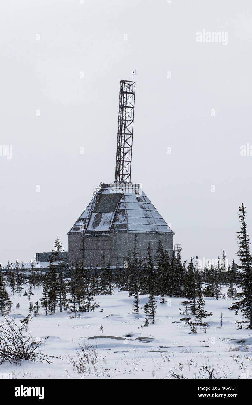 Aerobee launch tower at the decommissioned rocket range in Churchill ...