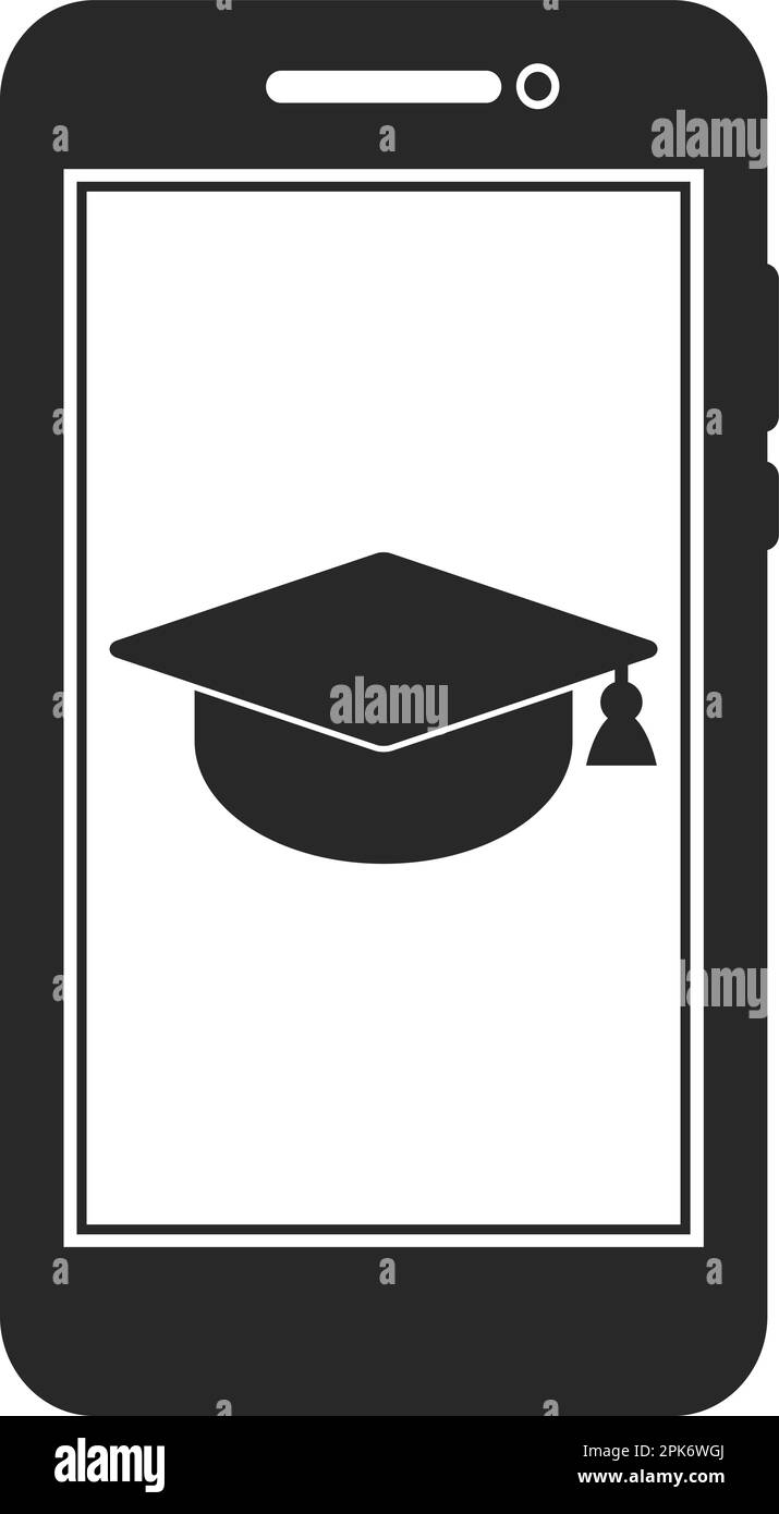 E Learning Icon Graduation Cap Symbol On Mobile Screen Stock Vector Image And Art Alamy