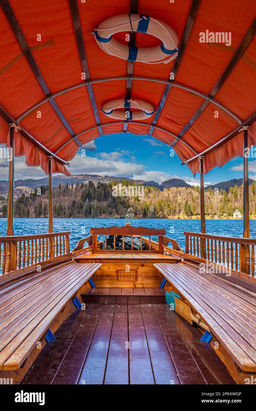 Traditional wooden pletna boat hi-res stock photography and images - Alamy